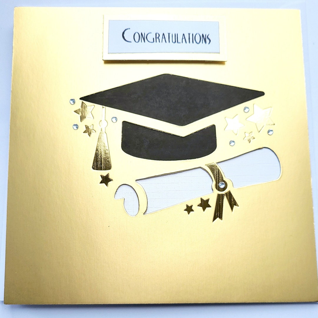 Congratulations Graduation Card, Handmade, Cap and Diploma Card, for ...