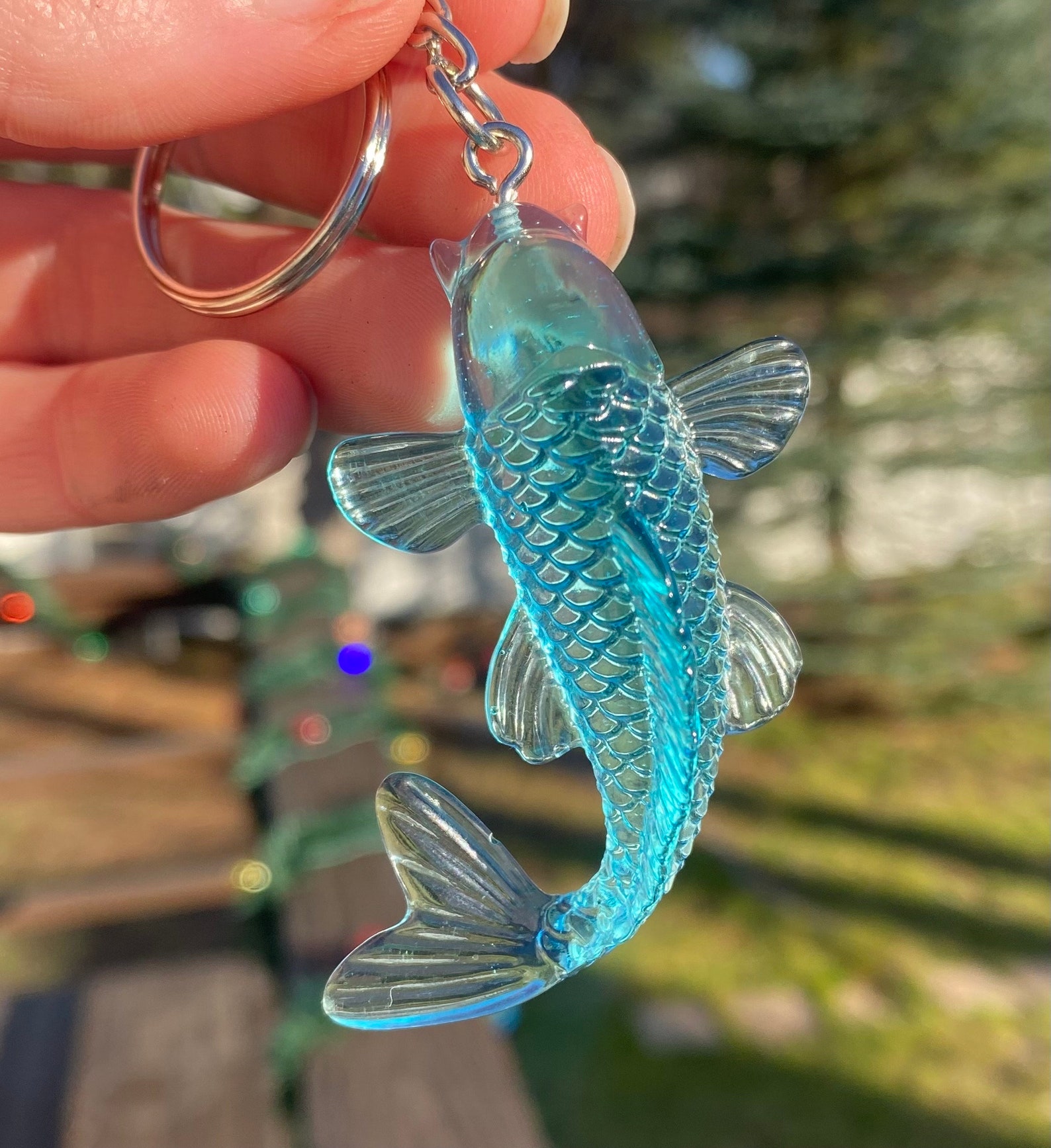 Koi Pond Keychain - Etsy