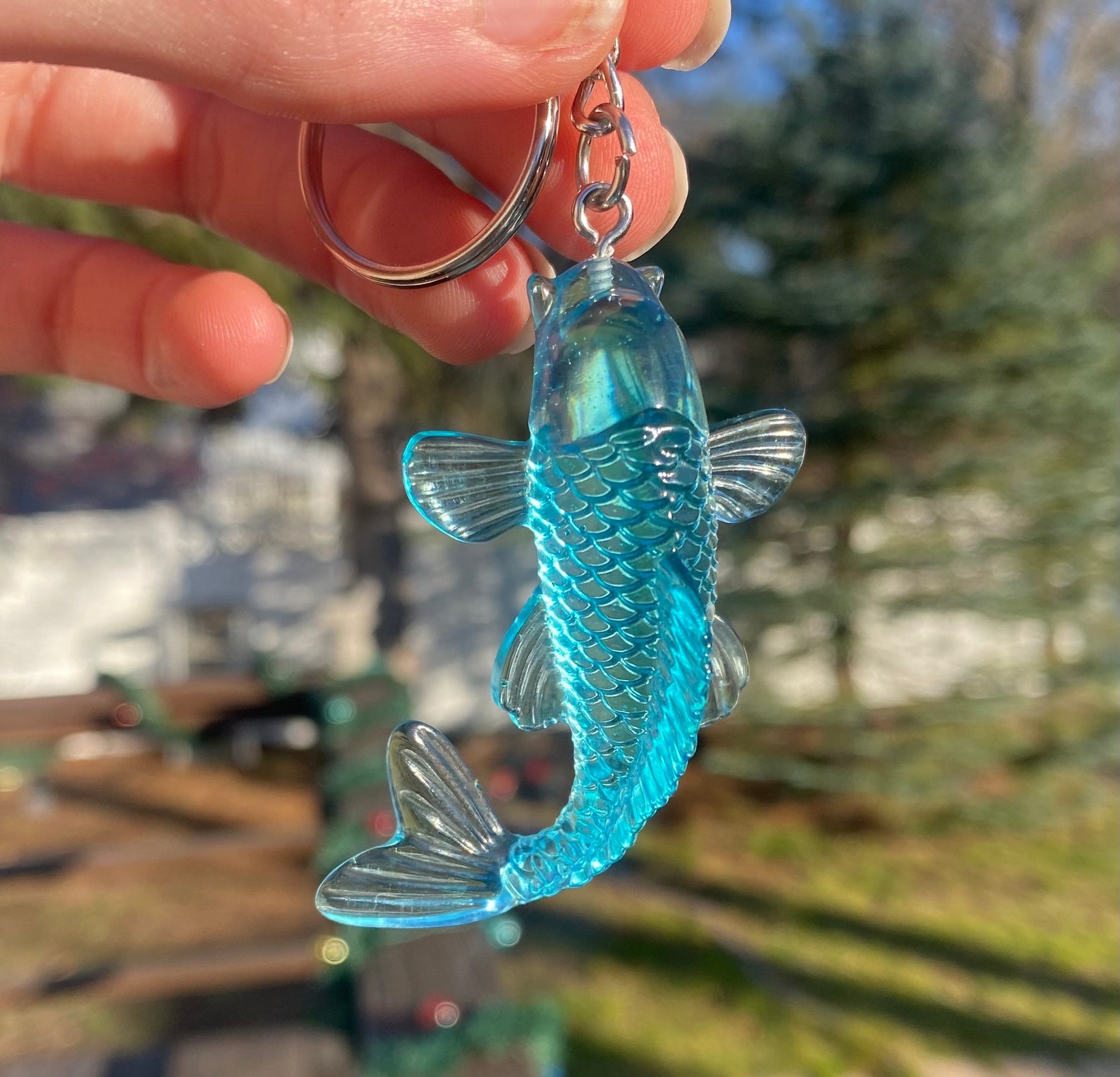 Koi Pond Keychain - Etsy