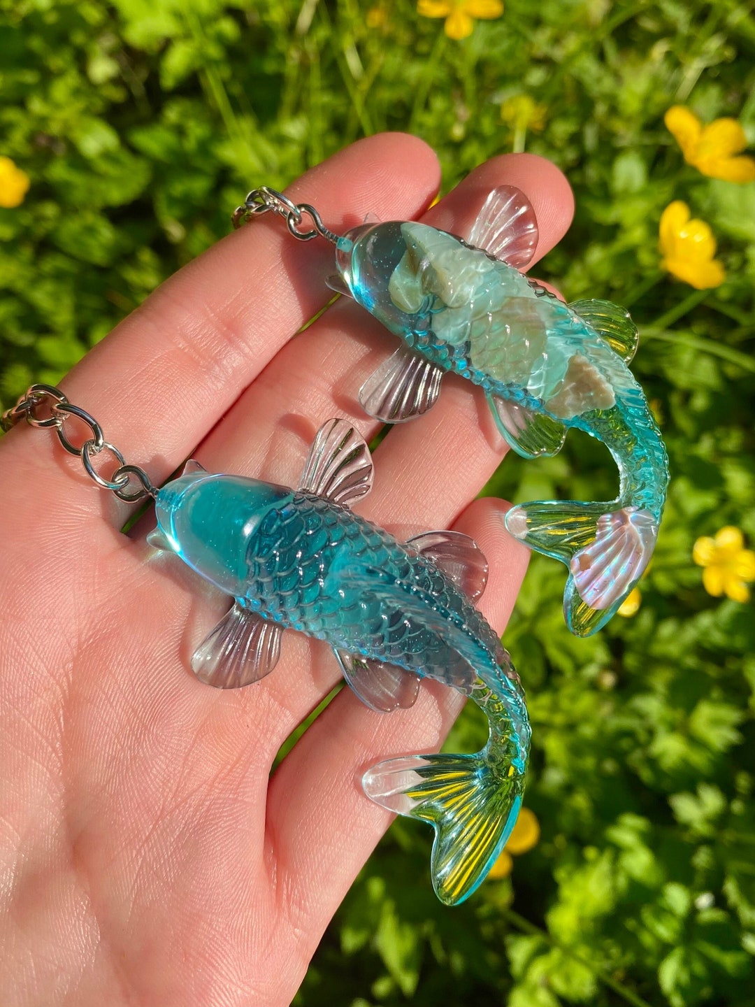 Koi Pond Keychain - Etsy