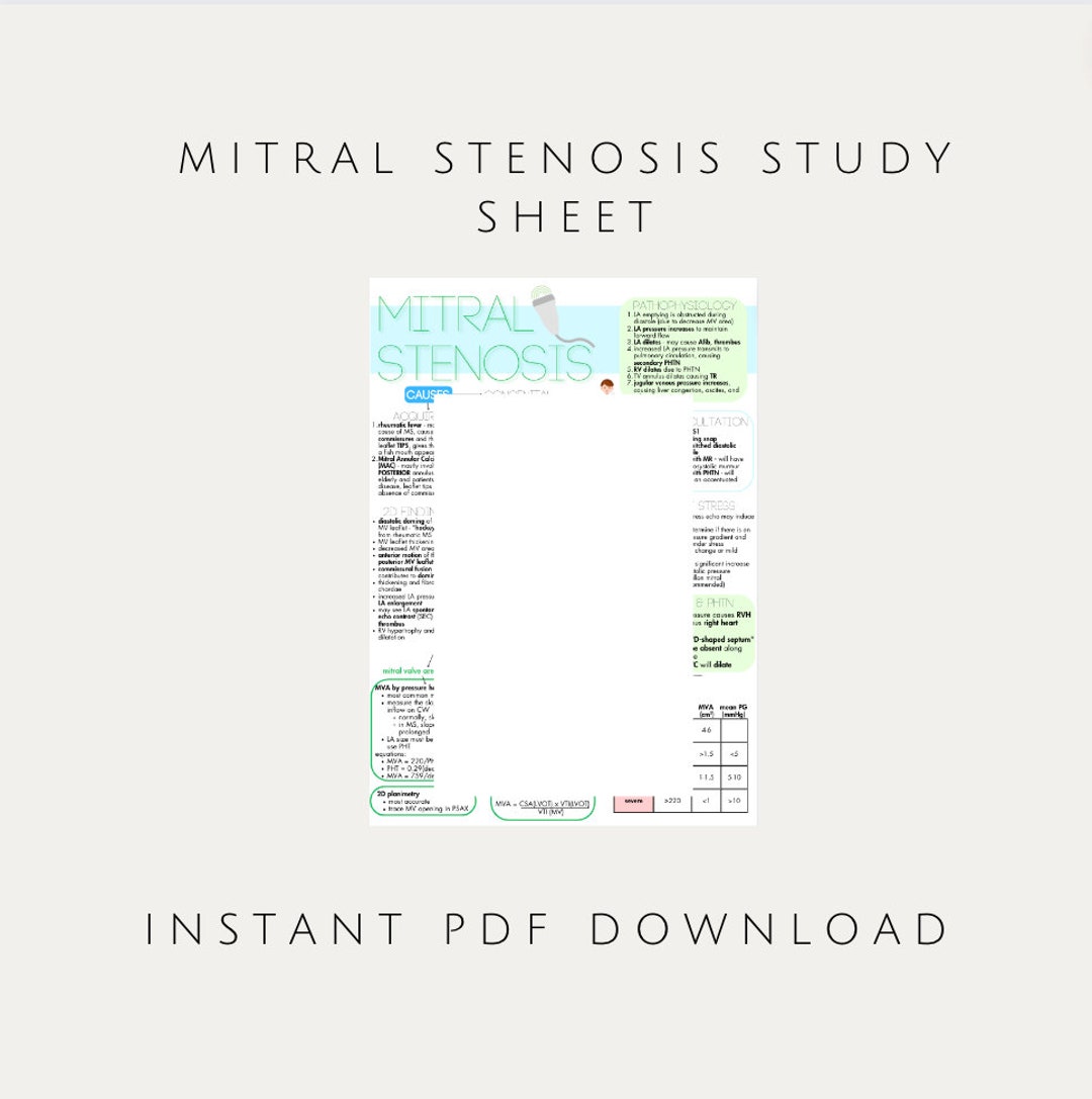 Mitral Stenosis Study Sheet | Echocardiography, Sonography, Cardiology ...