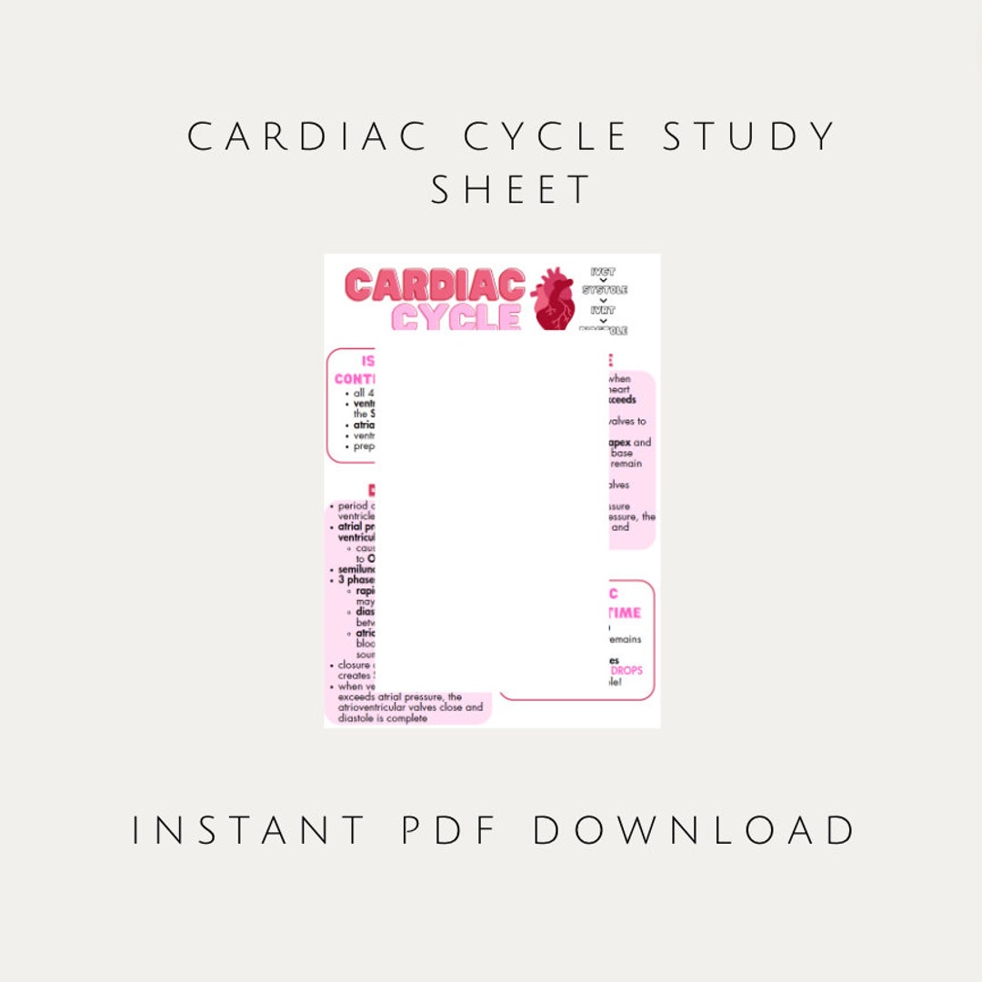Cardiac Cycle Study Sheet | Echocardiography, Nursing, Anatomy and ...