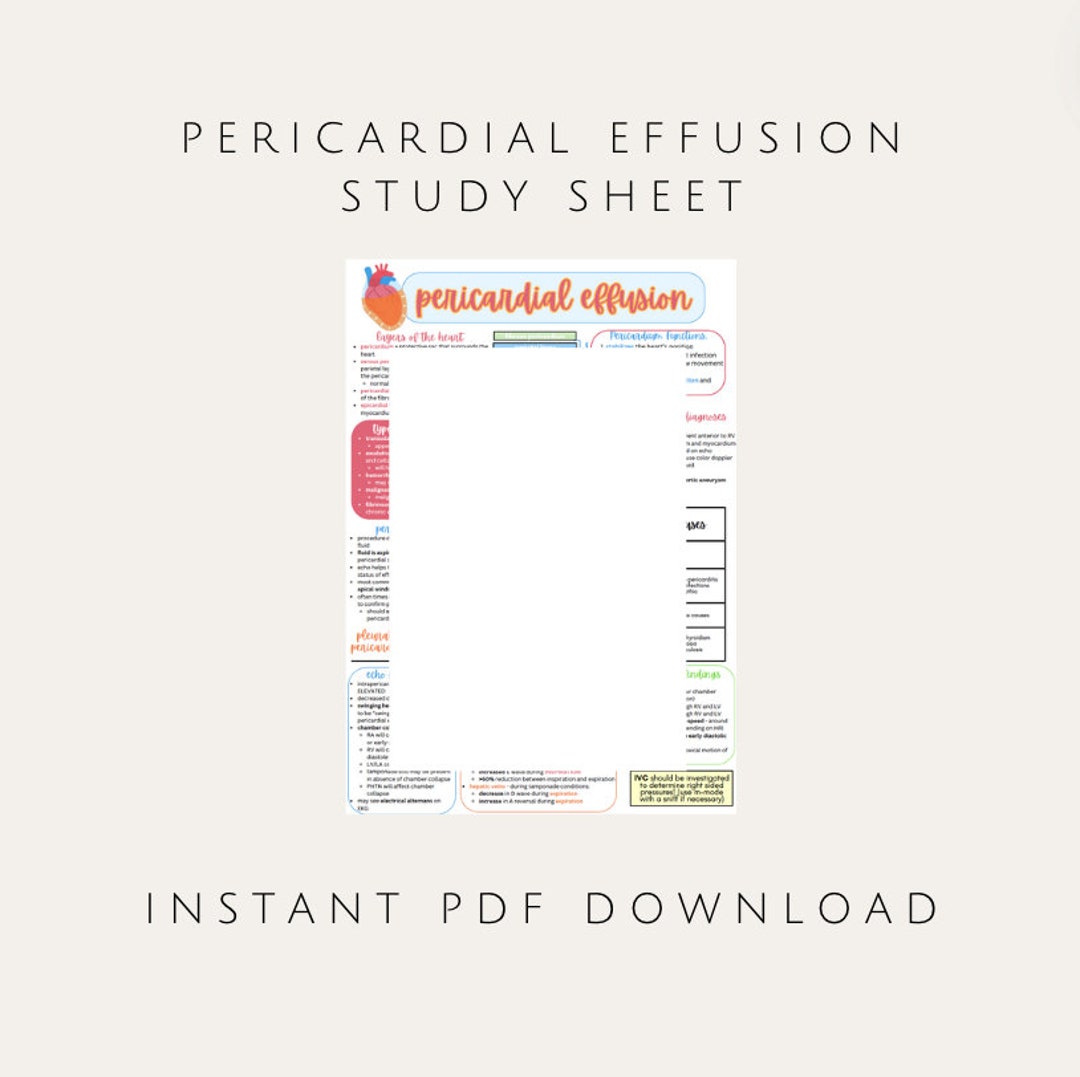 Pericardial Effusion Study Sheet | Echocardiography, Nursing, Anatomy ...