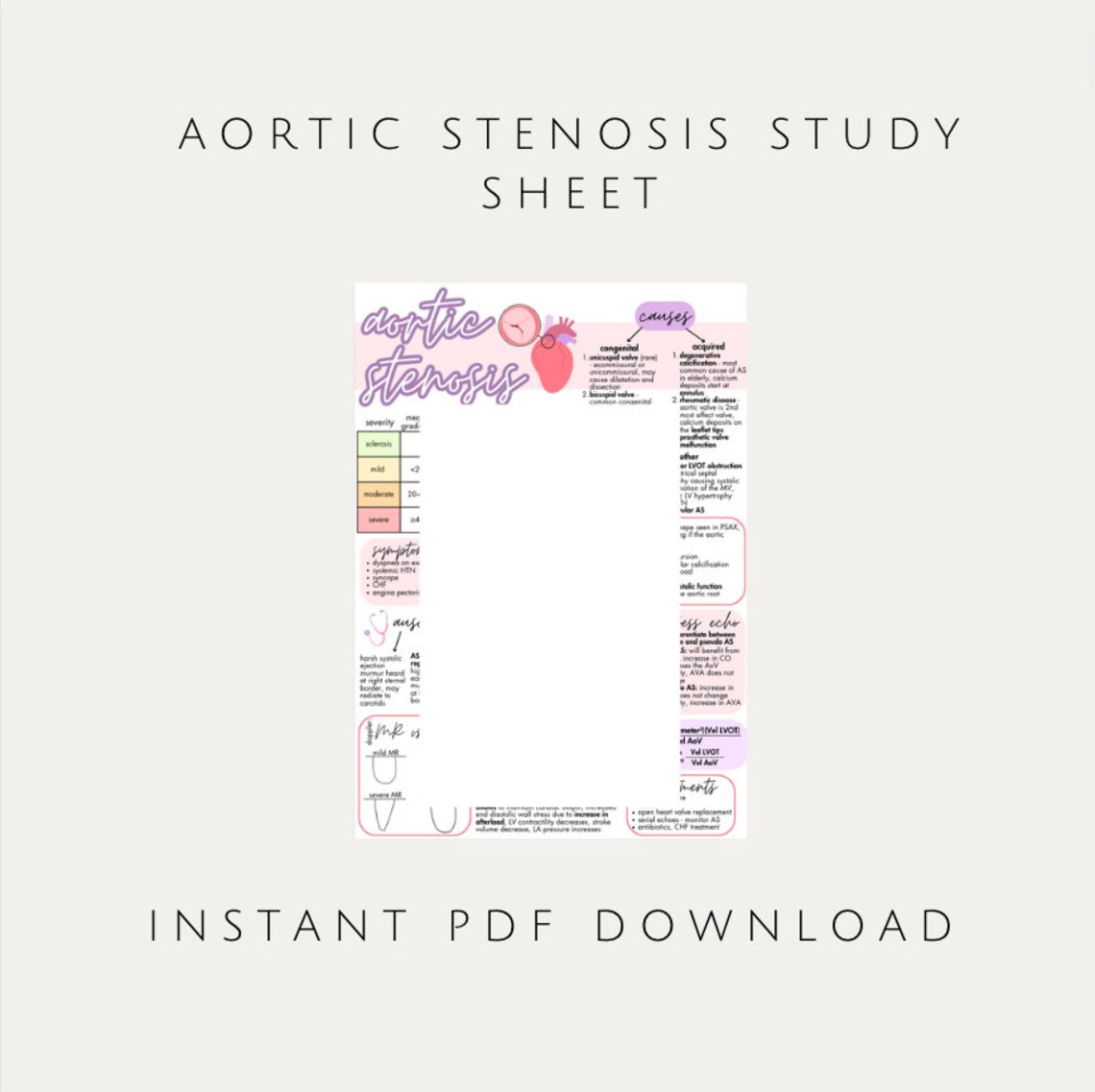 Aortic Stenosis Study Sheet | Echocardiography, Cardiology, Nursing ...