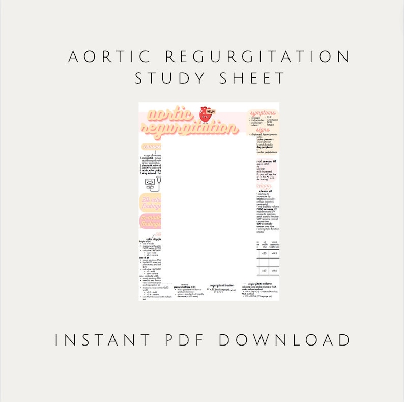 Aortic Regurgitation Study Sheet | Echocardiography, Cardiology ...