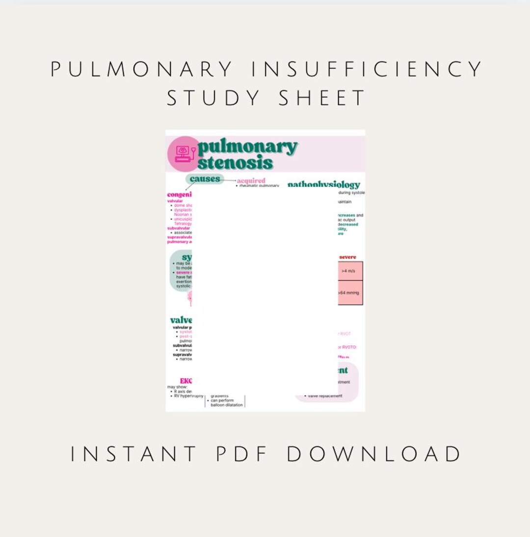 Pulmonary Stenosis Study Sheet | Echocardiography, Ultrasound, Cardiology - Etsy