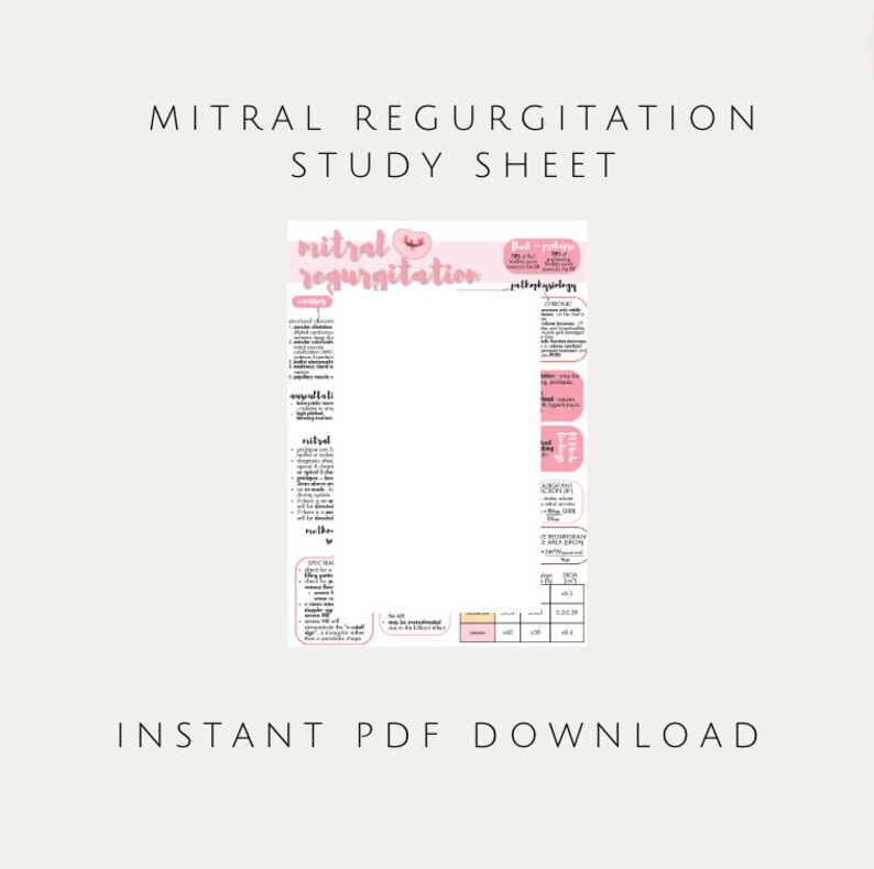 Mitral Regurgitation Study Sheet | Echocardiography, Cardiology ...