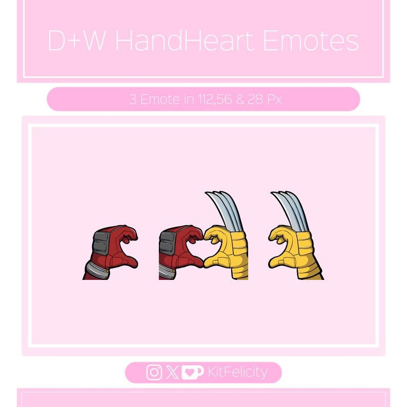 Deadpool and Wolverine Hand Heart Emote for Twitch/discord/youtube ...