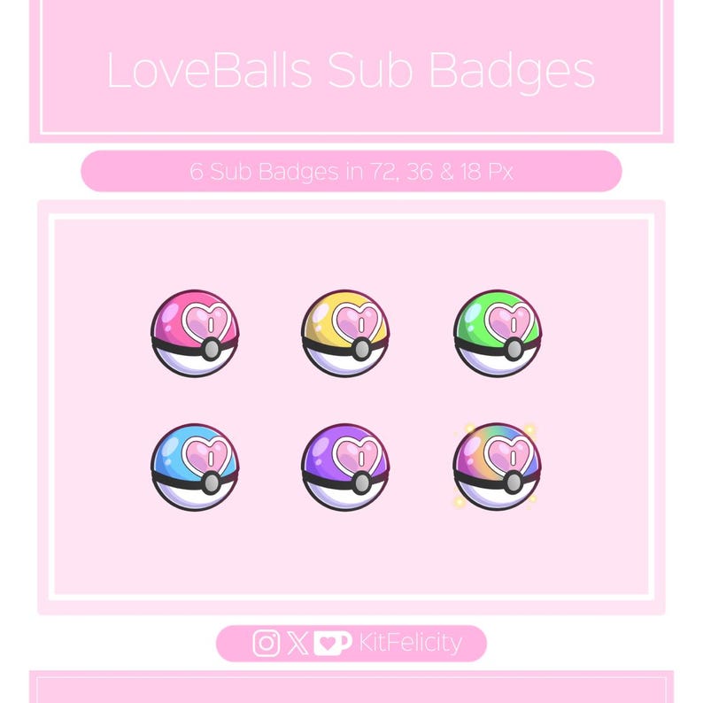 Pokémon Loveball Sub Badges for Twitch/youtube/discord | Bit Badges ...