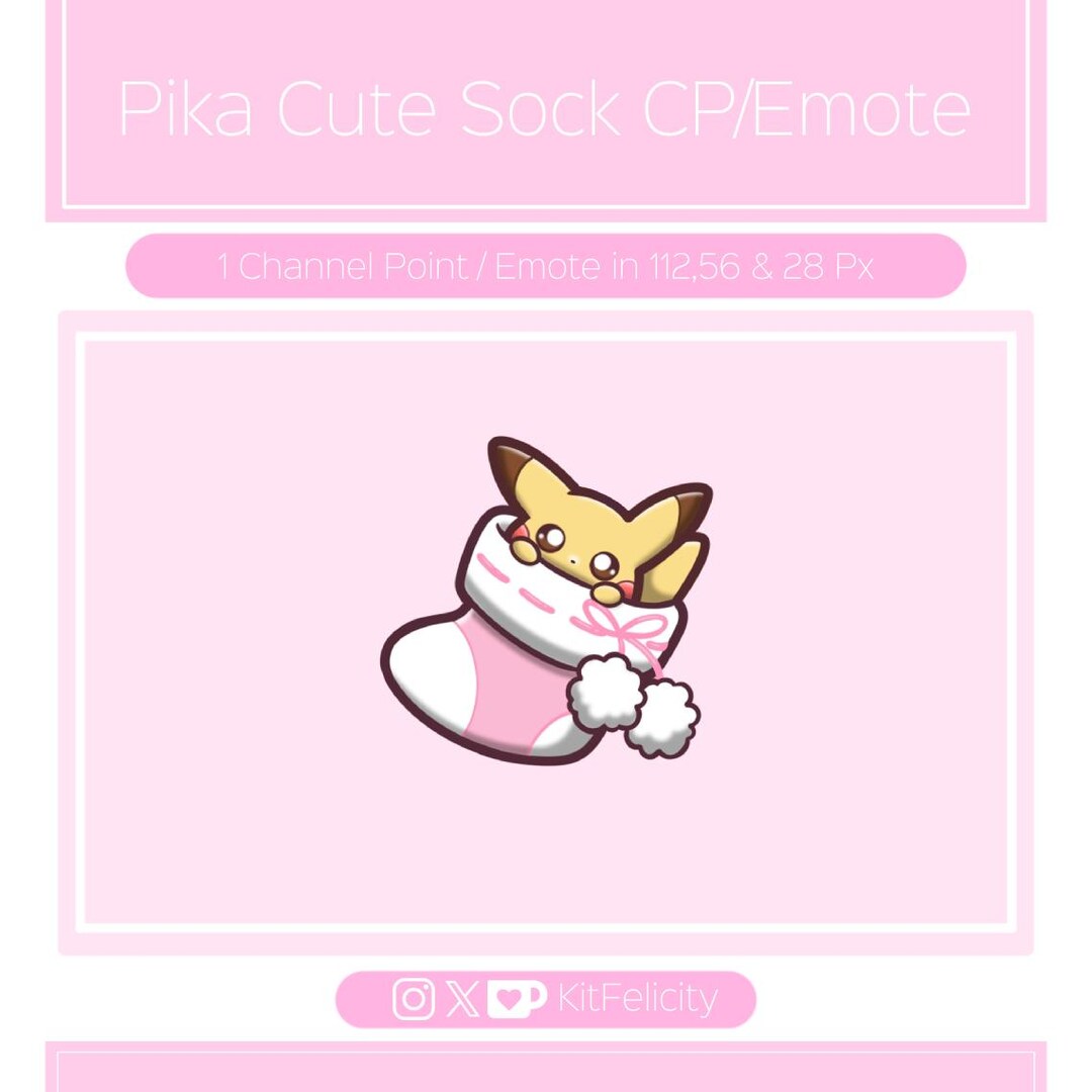 Pika Cute Sock Pink Channel Points for Twitch| Twitch Channel Point ...
