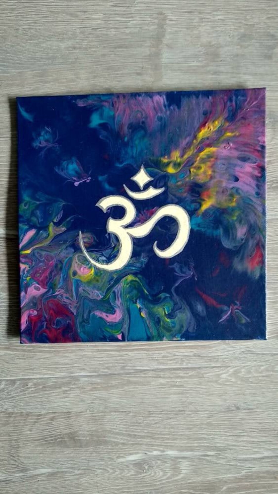 Om Original Abstract Painting Colorful in Acrylic Pouring Small Unique ...