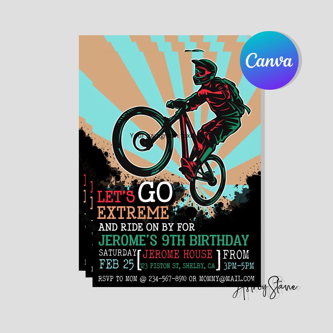 Digital Birthday,bmx Bike Invitation,bmx Bike Birthday Party,bmx Bike ...