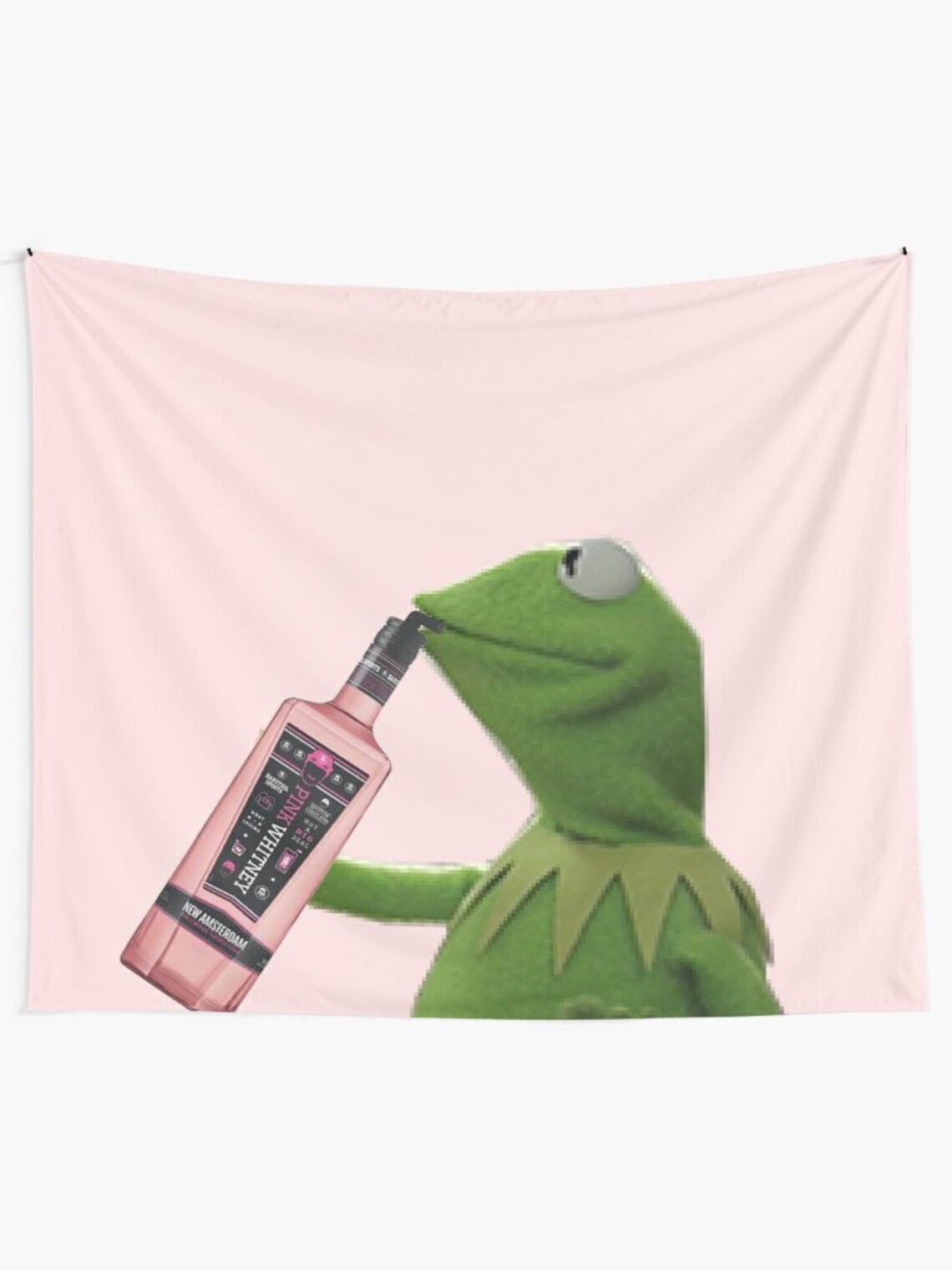 Kermit Sipping Pink Whitney Tapestry Kermit Tapestry Kermit | Etsy
