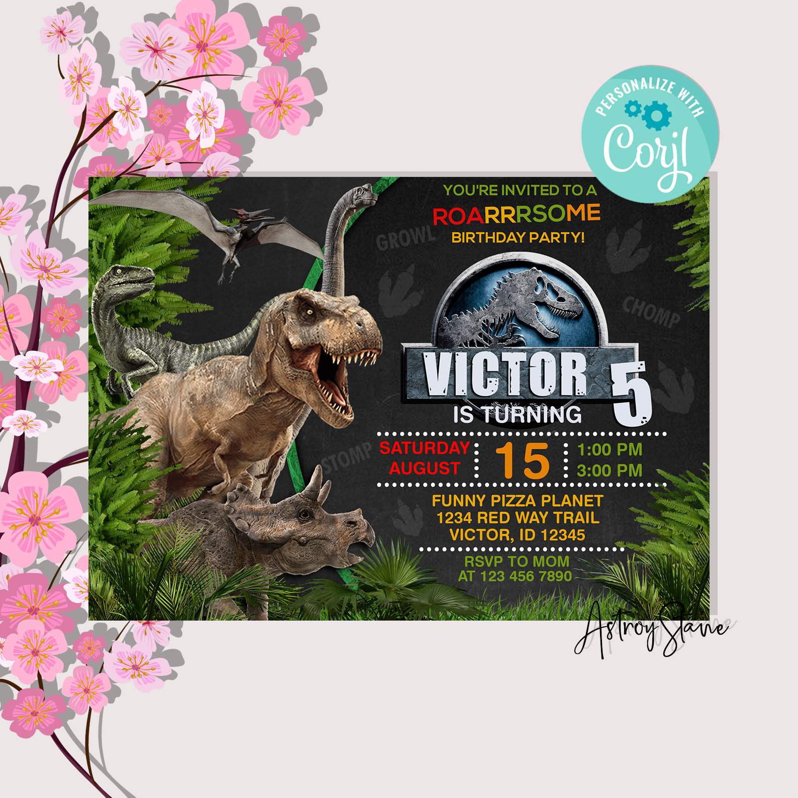 Invitación de dinosaurio, invitación de cumpleaños de dinosaurio ...