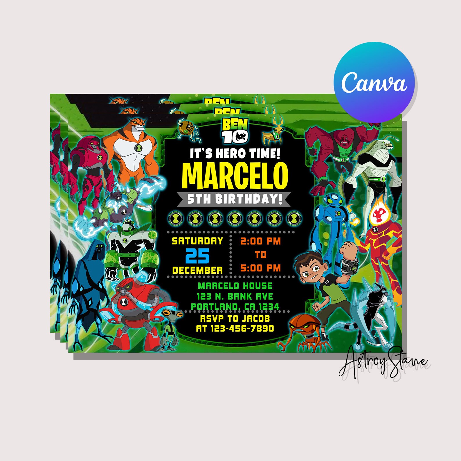 Digital Birthday,ben 10 Birthday Party,ben 10 Invitation,kids Birthday ...