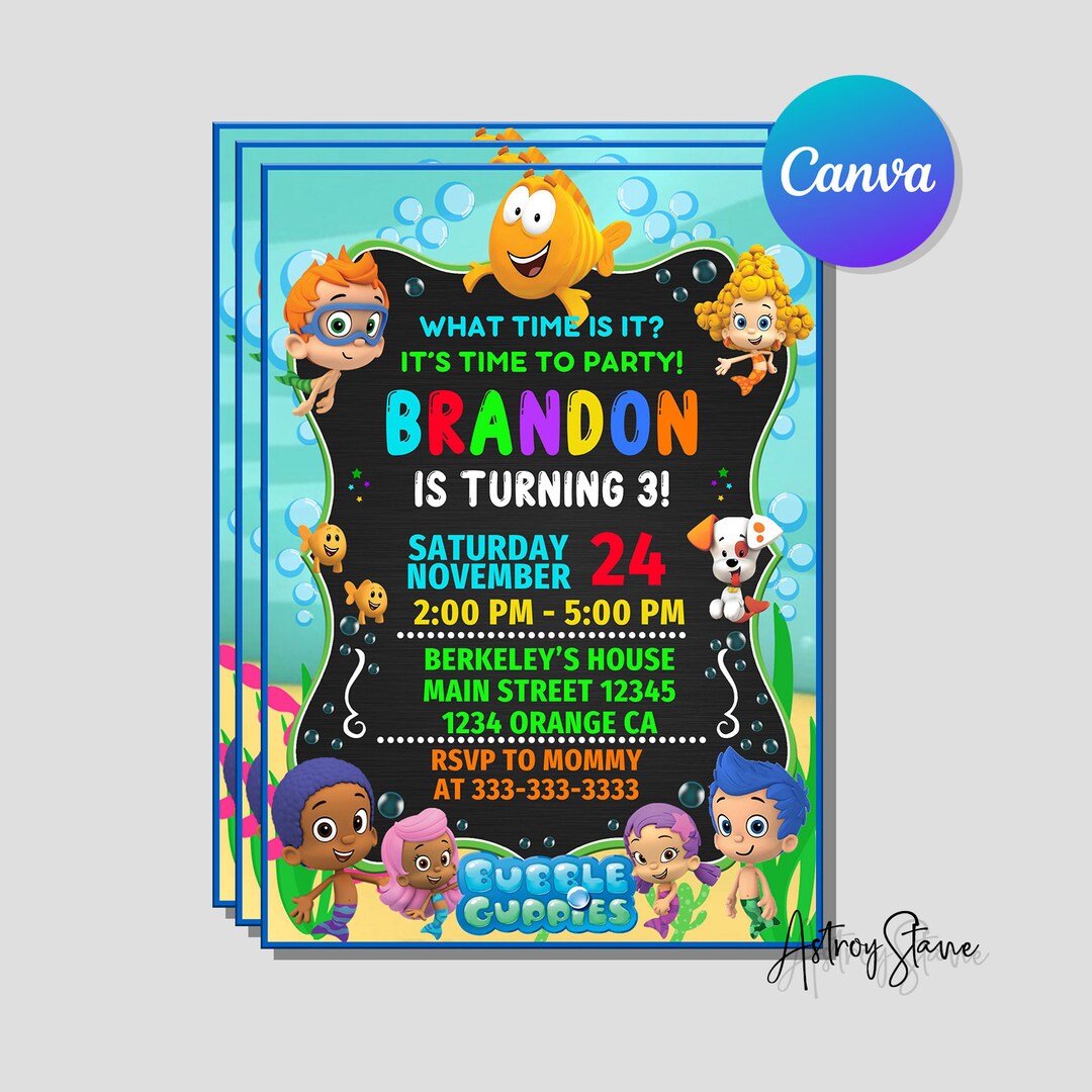 Digital Birthday,bubble Guppies Invitation,bubble Guppies Birthday ...