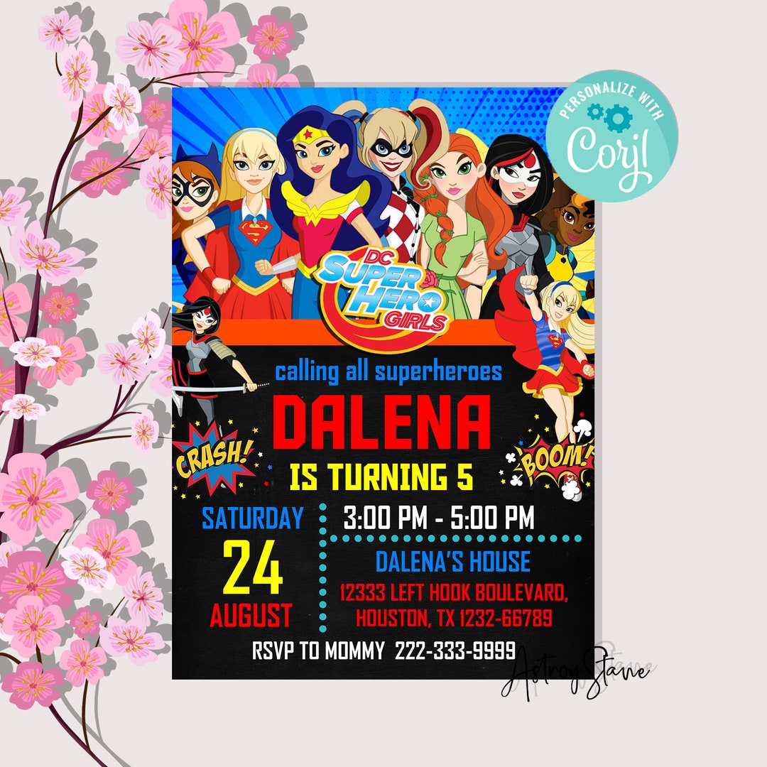 Digital Birthday Invitationkids Birthdaysuperhero Girls - Etsy