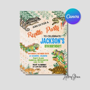 Digital Birthday,reptile Invitation,reptile Birthday Party,reptile ...