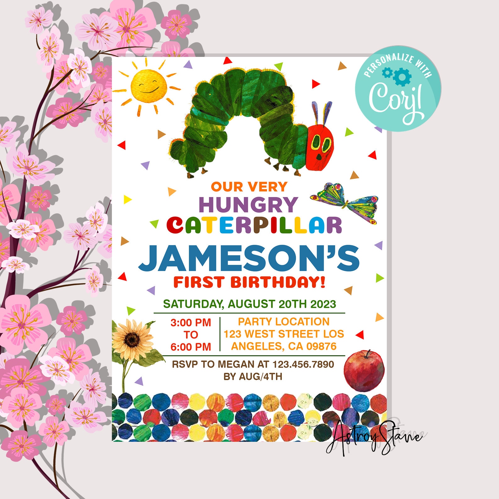 Very Hungry Caterpillar Invitations Template