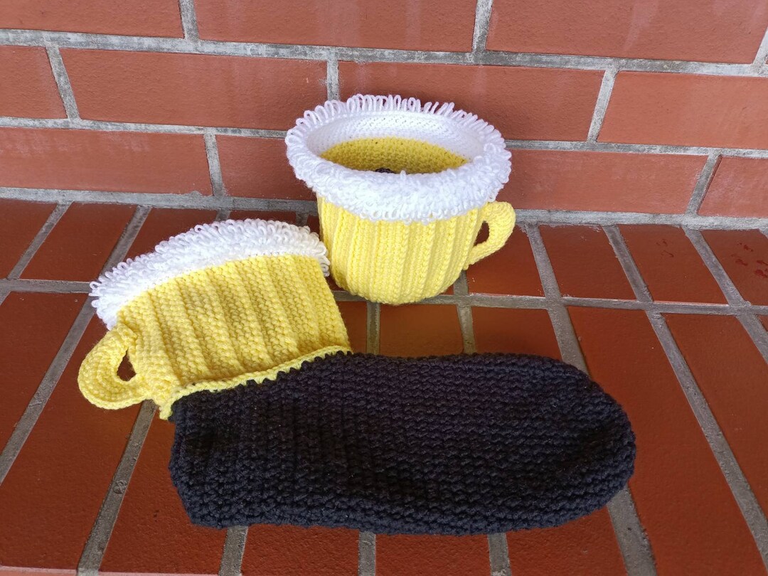 Crochet Beer Sock, Beer Stein, Beer Mug, Slippers, Booties. Handle ...