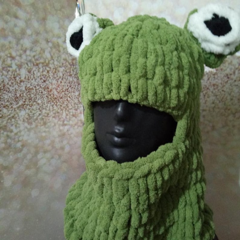Funny Balaclava Hat Hood Frog / Warm Winter Hat / Balaclava With Ears ...