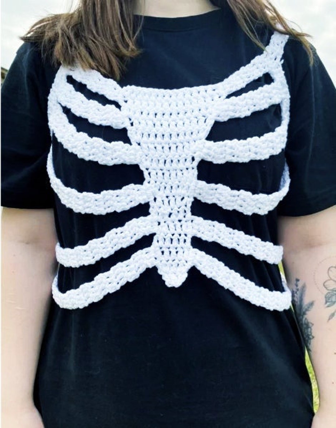 Skeleton Top, Grunge Fairycore Goth Top, Skeleton Corset, Crochet Bone ...