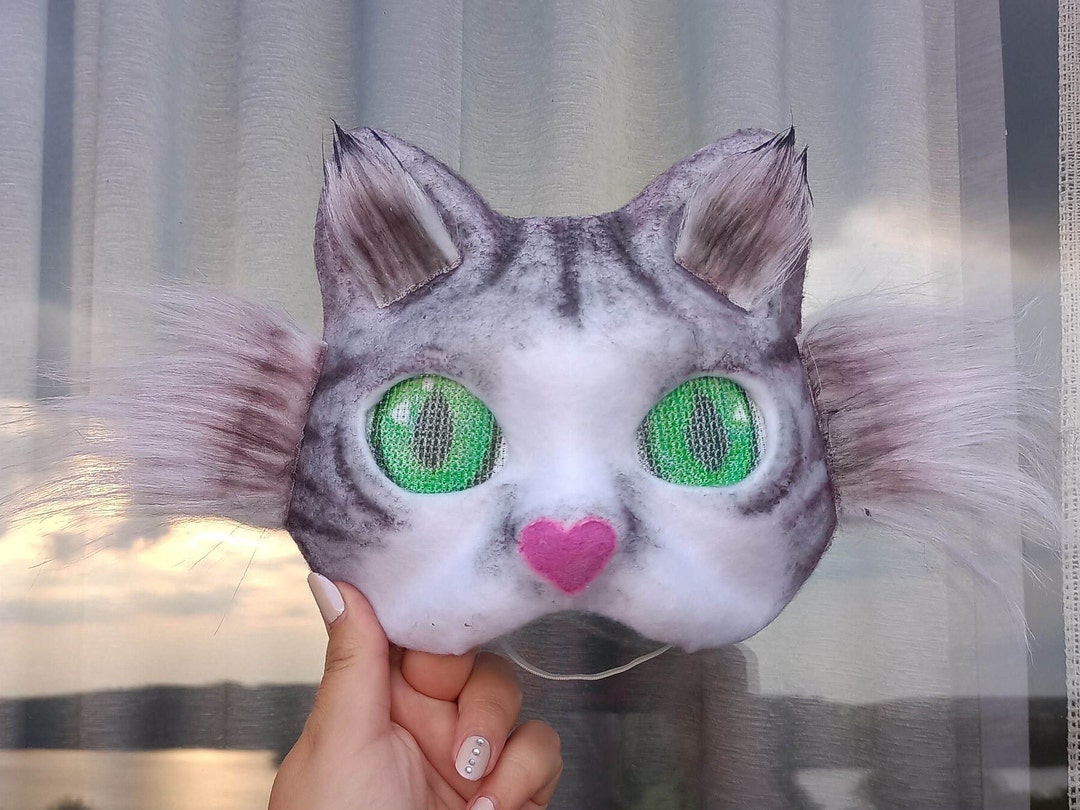 Therian Cat Mask Felted Mask With Eye Mesh Mountain Cat Mask Realistic ...
