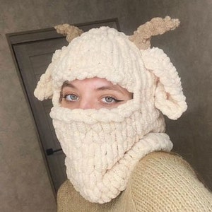Funny Balaclava Hat Goat Kozachka Ram Lamb Devil / Warm Winter Hat ...