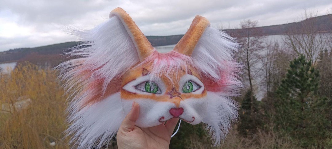 Therian Cat Mask Felted Mask With Eye Mesh Mountain Cat Mask Plain ...