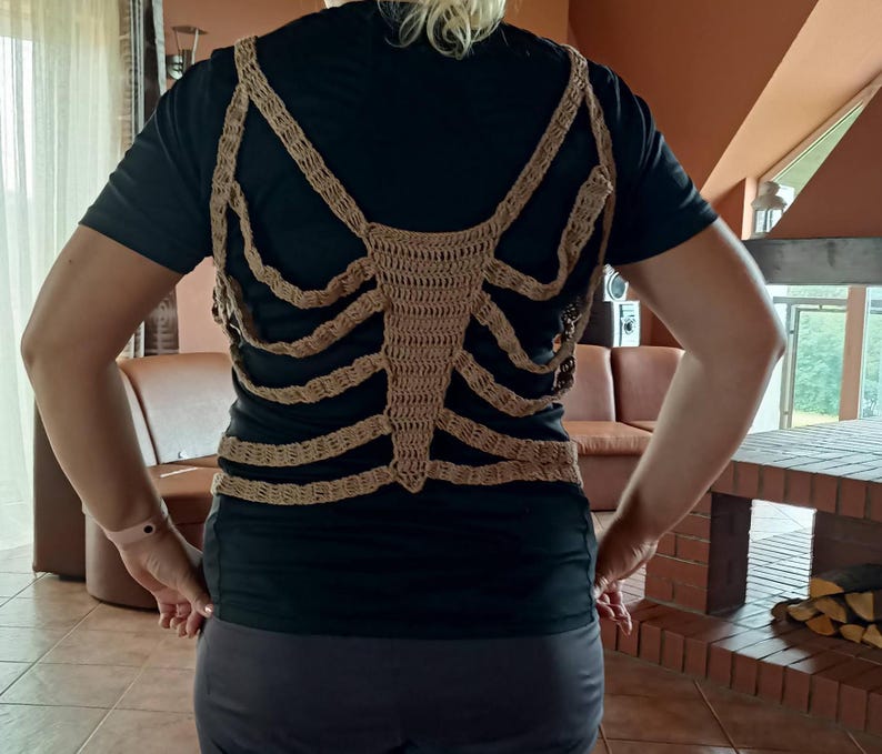 Skeleton Top, Grunge Fairycore Goth Top, Skeleton Corset, Crochet Bone ...