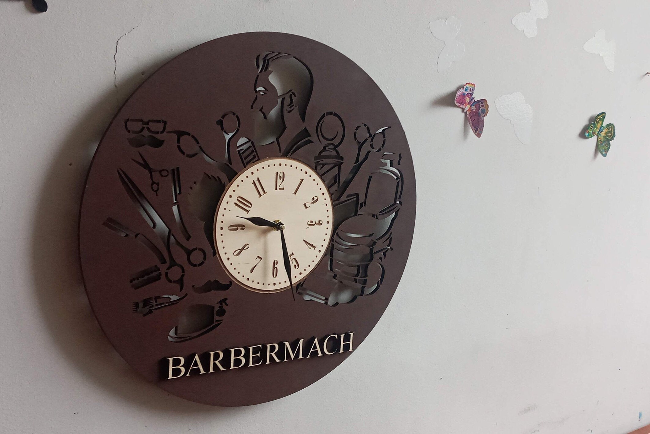 Personalized Wood Wall Clock Barber Shop Salon Sign Decor - Etsy