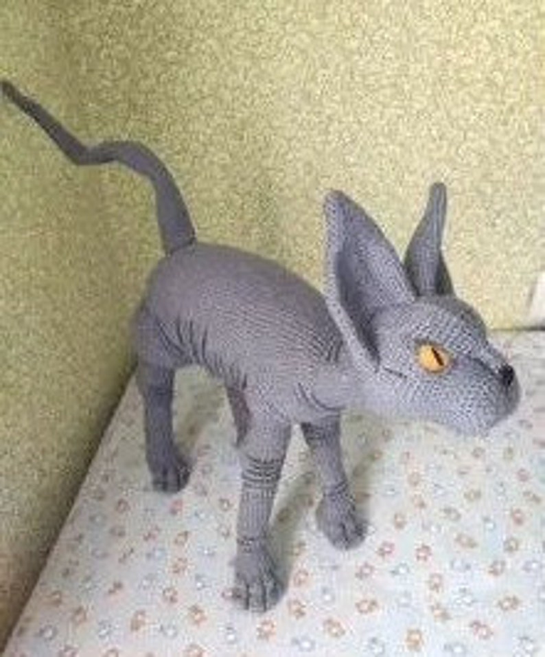 Knitted Interior Sphinx Cat Plush. Amigurumi Cat Sphinx Crochet Cat ...