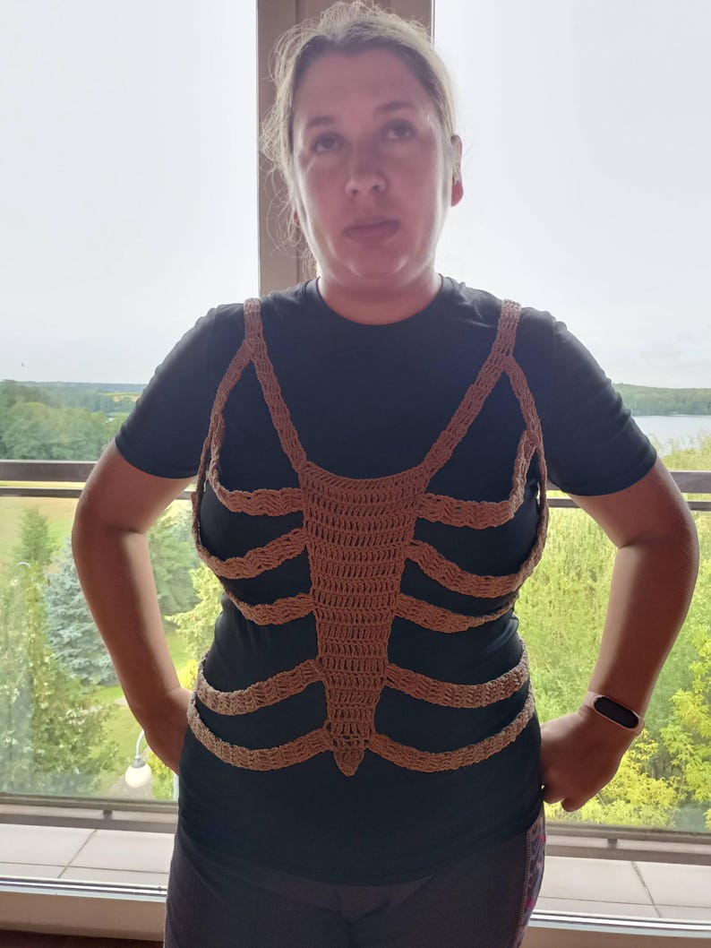 Skeleton Top, Grunge Fairycore Goth Top, Skeleton Corset, Crochet Bone ...