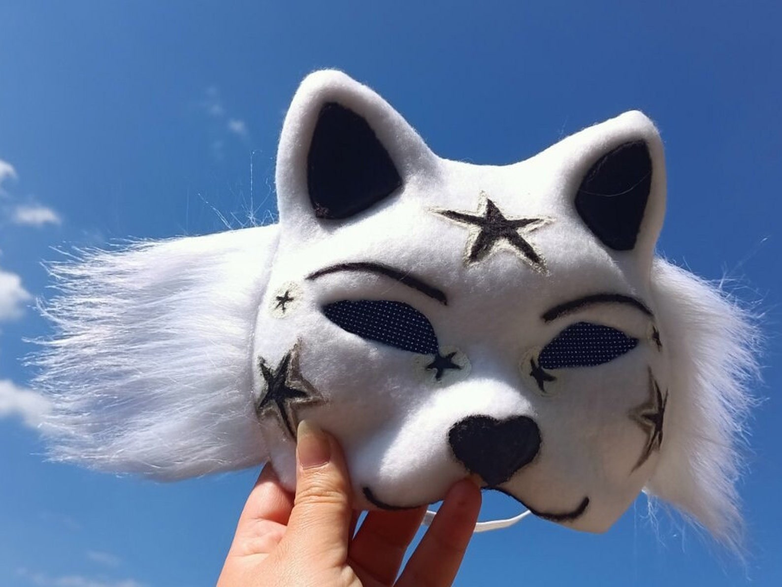 Therian Cat Mask Felted Mask With Eye Mesh Mountain Cat Mask Plain ...