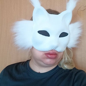 Therian Cat Mask Felted Mask With Eye Mesh Mountain Cat Mask Plain ...