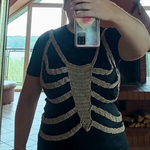 Skeleton Top, Grunge Fairycore Goth Top, Skeleton Corset, Crochet Bone ...