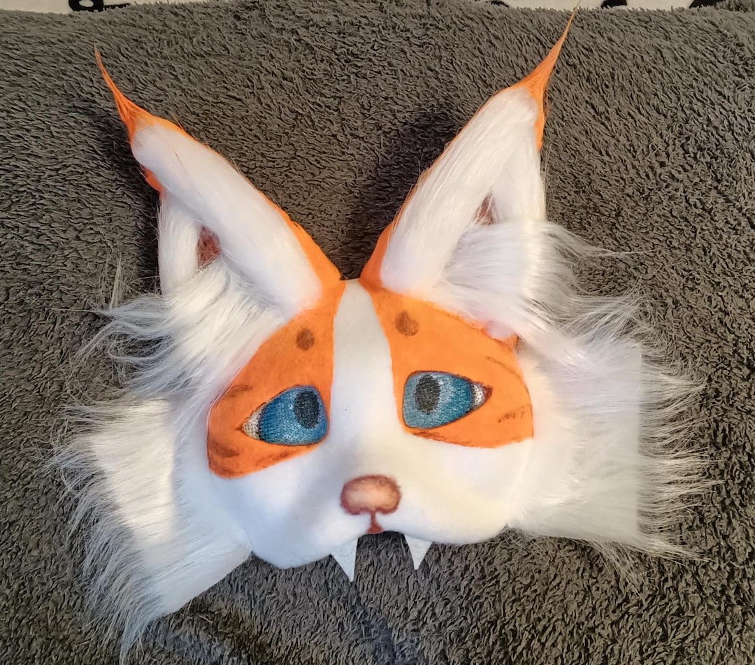 Therian Cat Mask Felted Mask With Eye Mesh Mountain Cat Mask ...