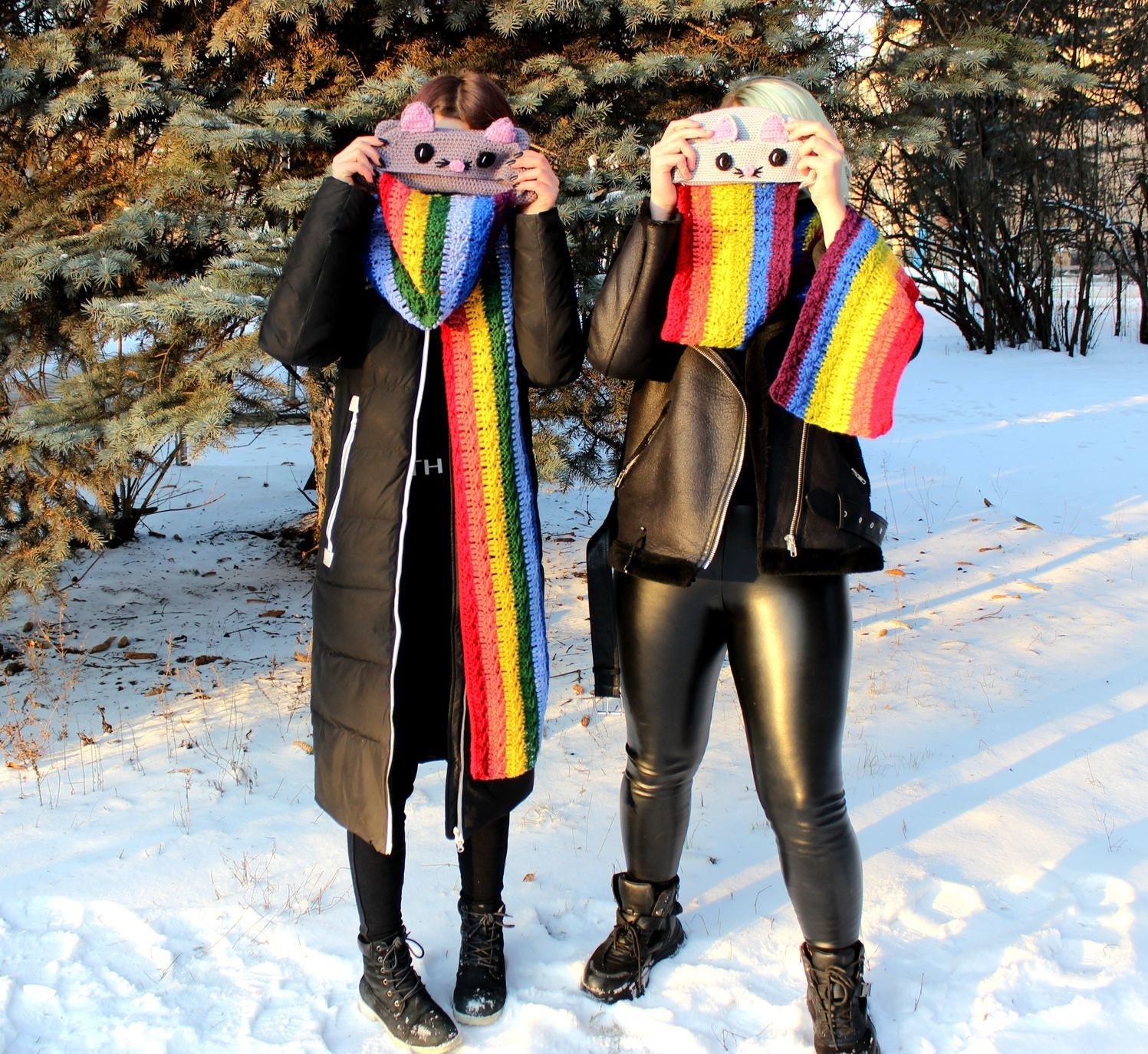 Rainbow Cat Scarf Rainbow Barf Cat Scarf Nyan Cat - Etsy