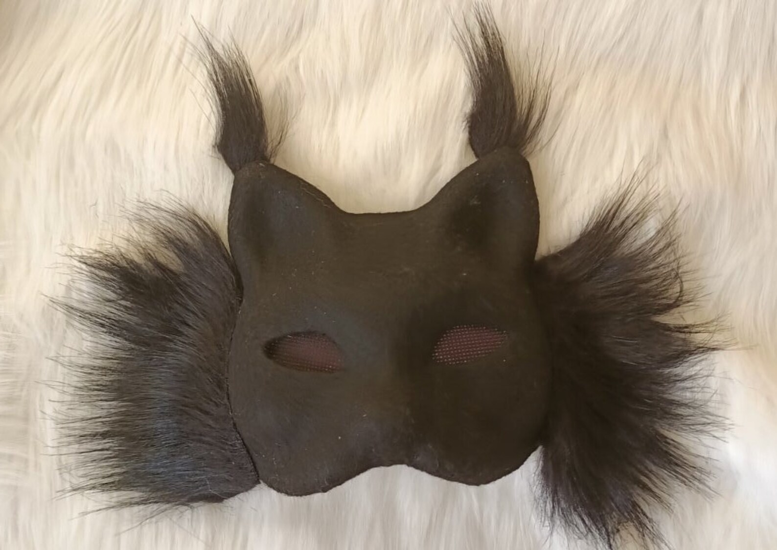 Therian Black Cat Mask Felted Mask With Eye Mesh Mountain Cat Mask ...