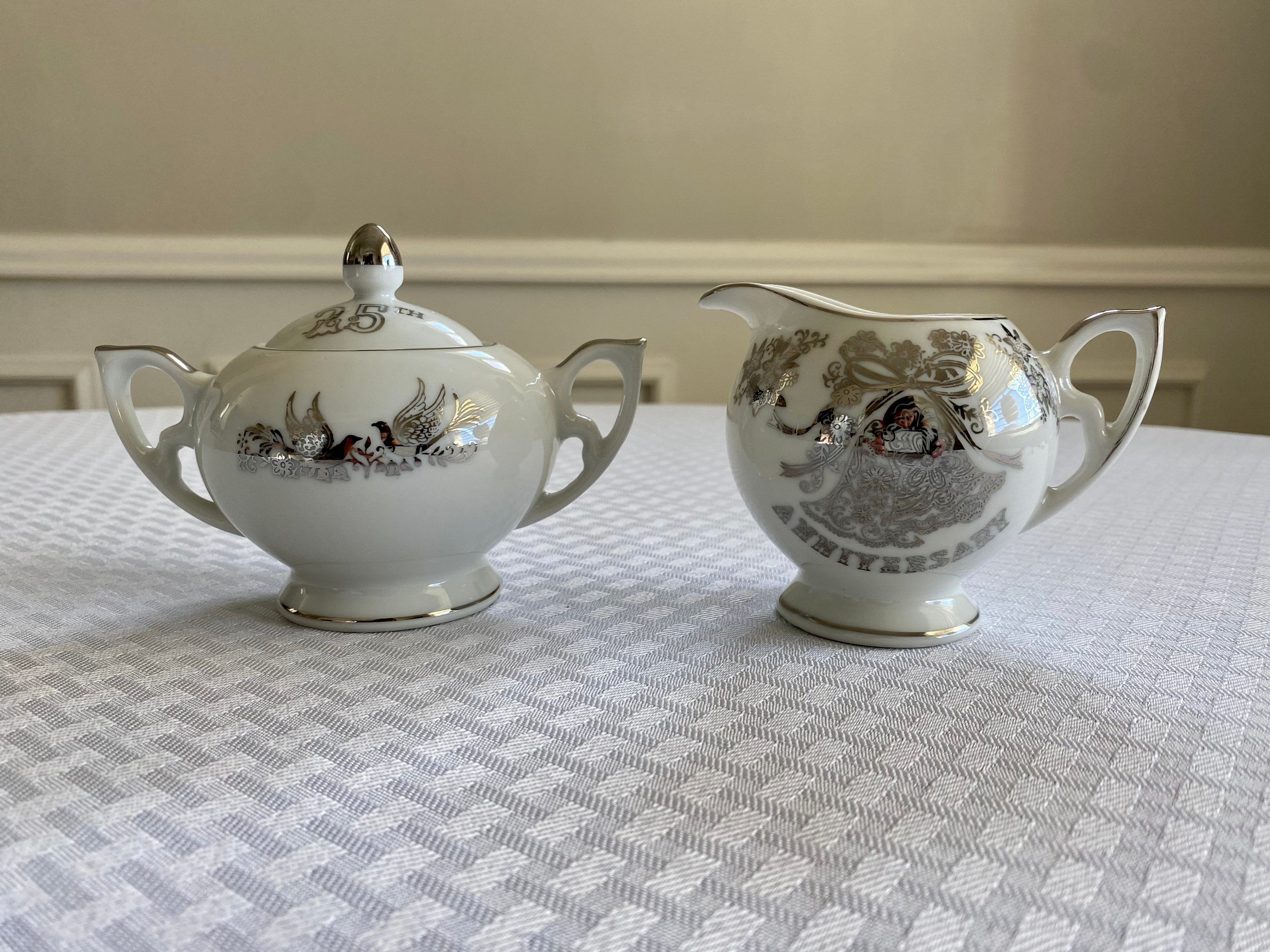 Vintage Lefton 25th Anniversary Teapot Creamer & Sugar Bowl - Etsy