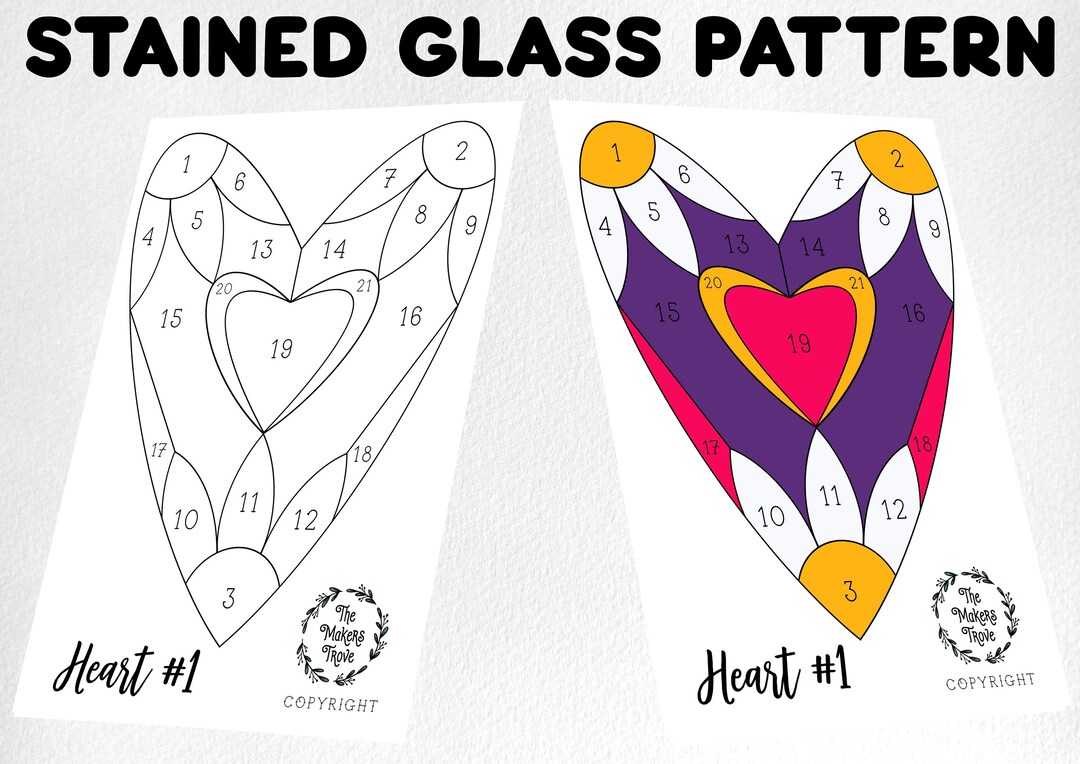 Stained Glass Pattern, Digital Download, Ornate Heart Pattern ...
