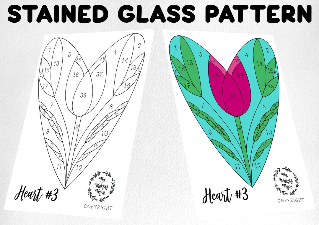 Stained Glass Pattern, Digital Download, Ornate Heart Pattern ...