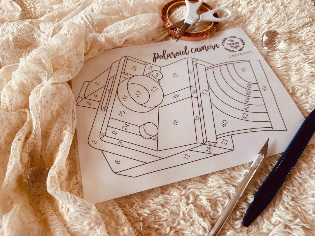 Stained Glass Pattern, Stained Glass Polaroid Camera Pattern, Digital ...