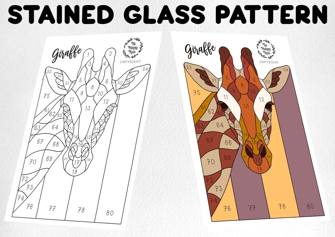 Stained Glass Pattern, Stained Glass Giraffe Pattern, Digital Download ...
