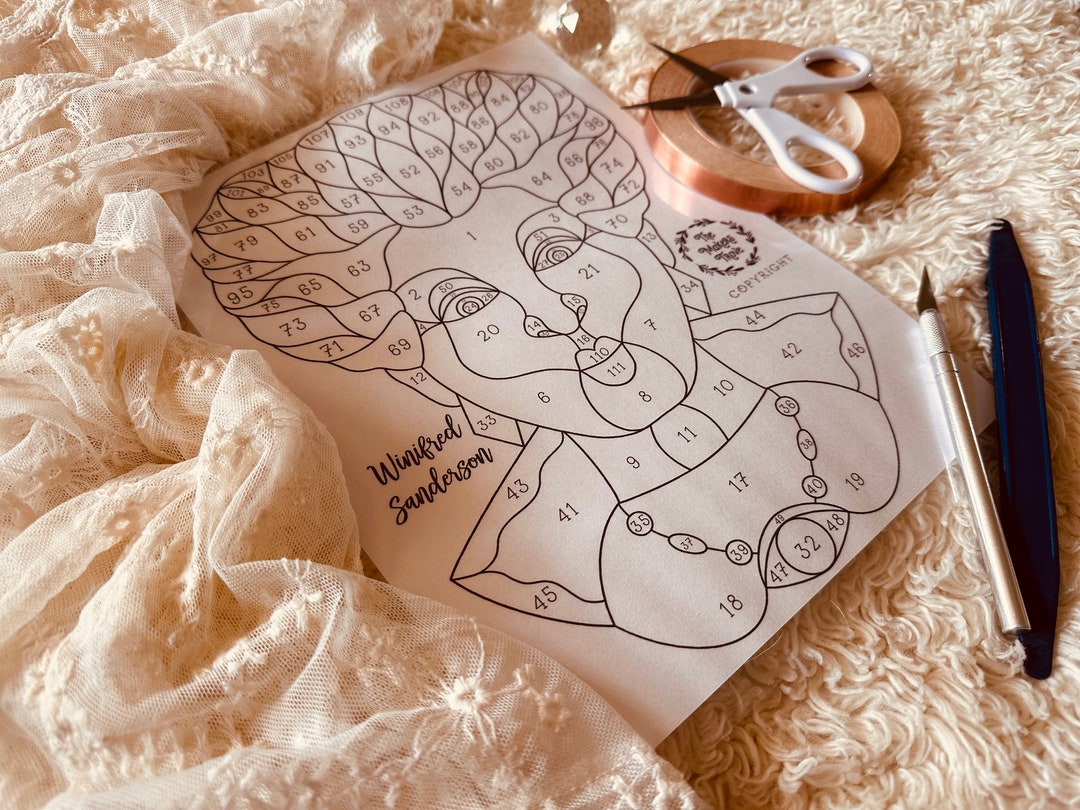 Stained Glass Pattern, Stained Glass Hocus Pocus Pattern, Digital ...