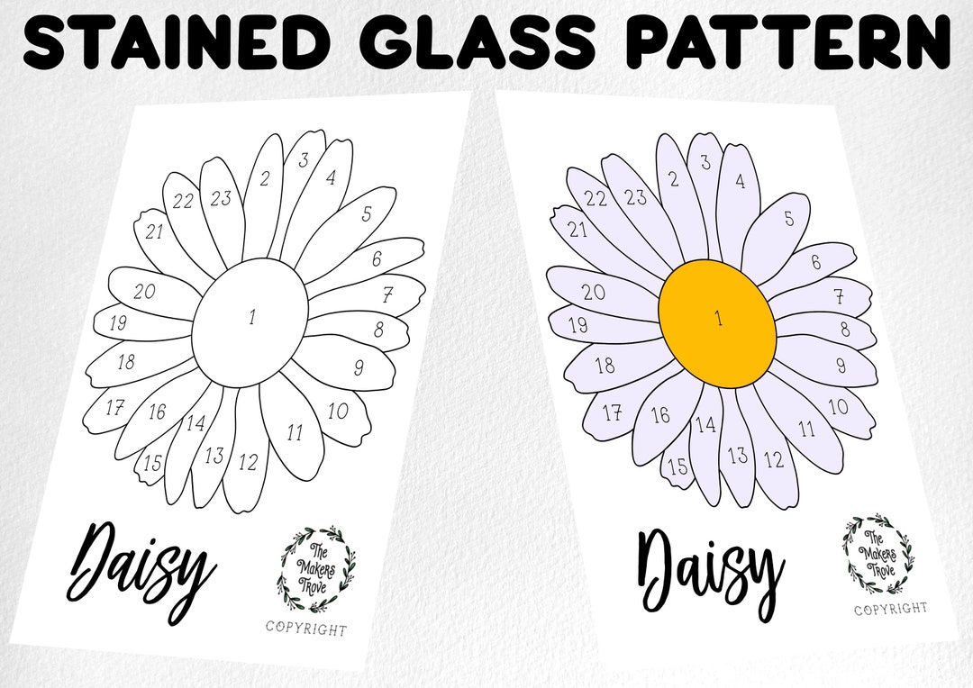 Stained Glass Pattern, Stained Glass Daisy Pattern, Digital Download ...