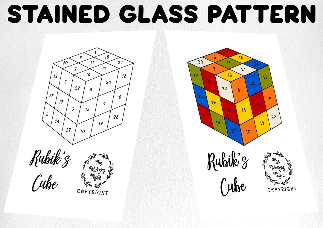 Stained Glass Rubik's Cube Pattern, Retro Suncatcher (digital Download ...