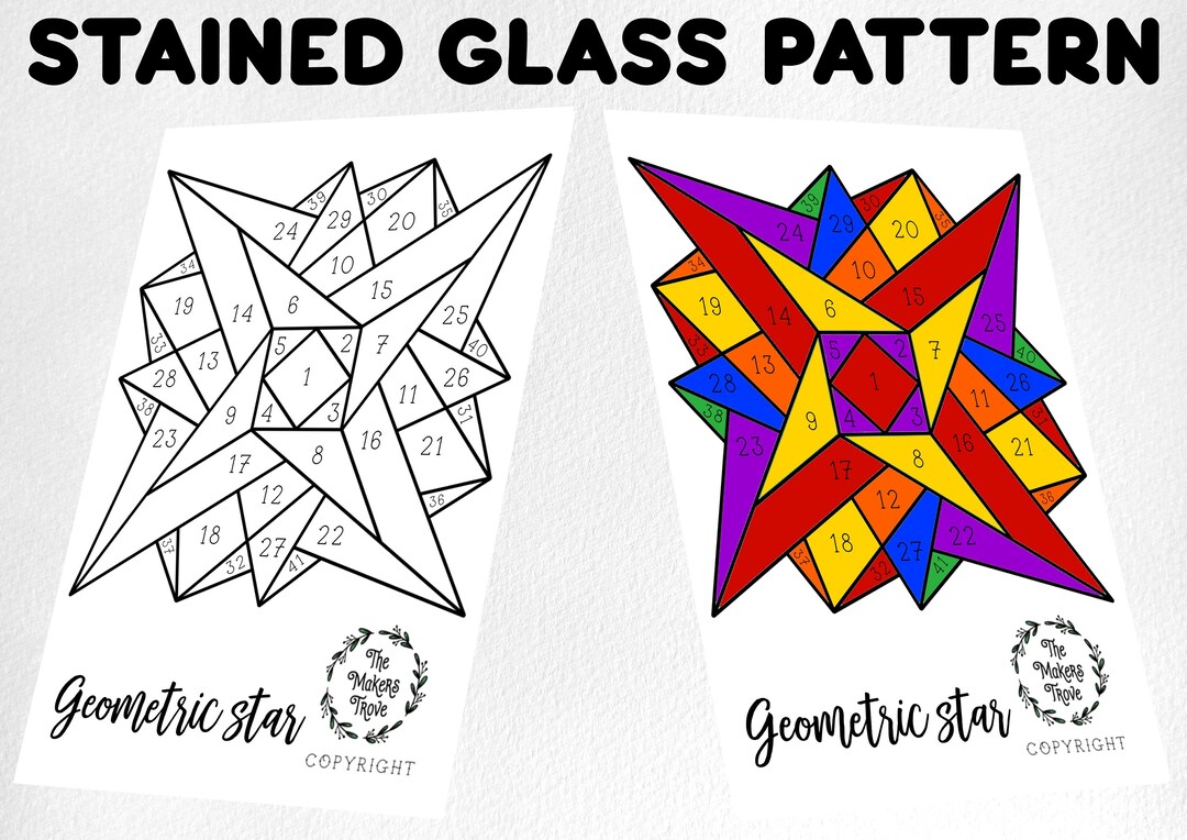 Stained Glass Pattern, Digital Download, Sun Catcher, Geometric Star ...