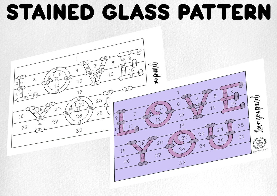 Love You Stained Glass Pattern, Valentines Panel (digital Download) - Etsy