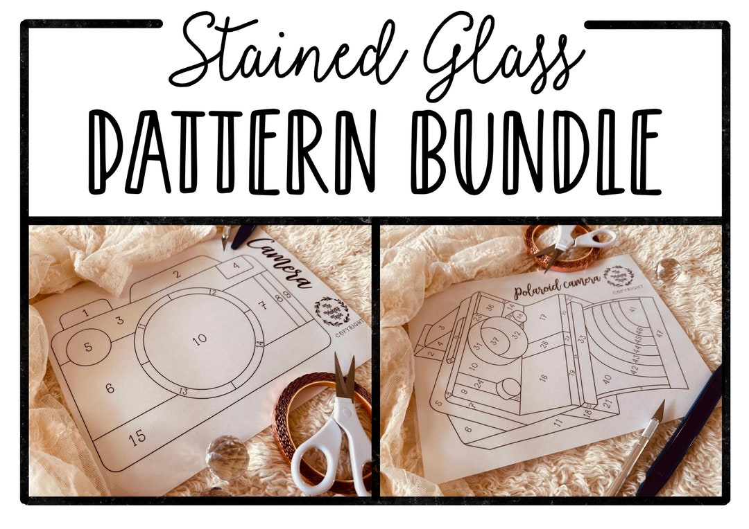 Stained Glass Camera Pattern Bundle, Suncatcher Design (digital ...